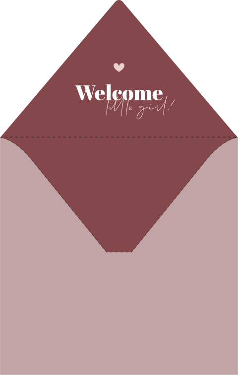 Rode envelop inlay met typografie en hartje voor 14 x 14 cm envelop