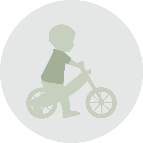 Sluitsticker groen met silhouetje jongen op loopfiets