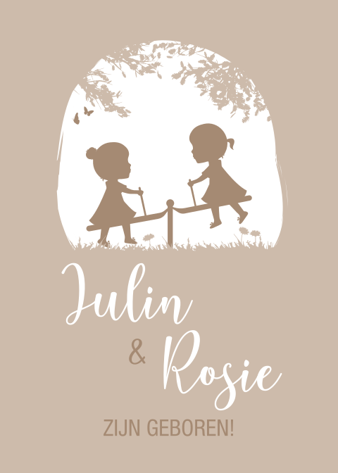 Tuinbord Geboortebord Tweeling Wipwap Silhouetten