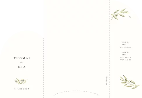 Insteek mapje trouwkaart mediterraans olijftakjes