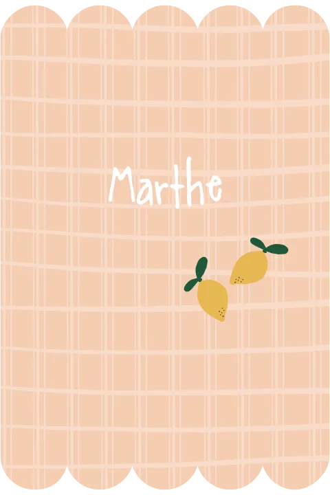Geboortekaartje kartelrand ruitjes patroon citroen