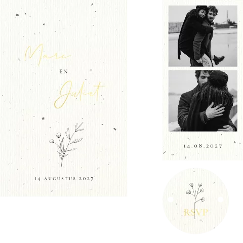 Trouwkaart set programma rond label