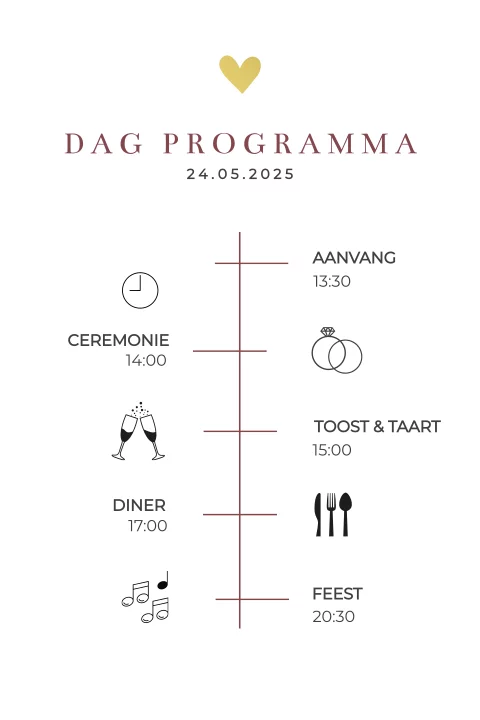 Dagprogramma met goudfolie