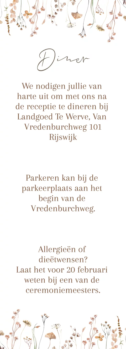 Extra informatie strookje met bloemen