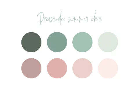 Dresscode kaartje kleuren bolletjes bruiloft