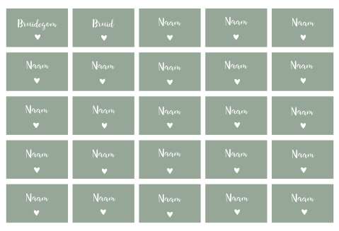 NAAMKAARTJES GROEN HARTJE - 25 STUKS 8X5 CM