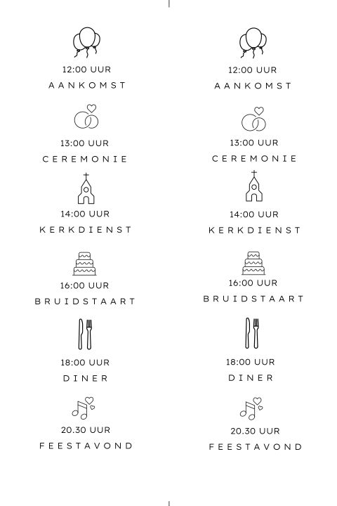 Dagprogramma bij een trouwkaart | Fientje & Co