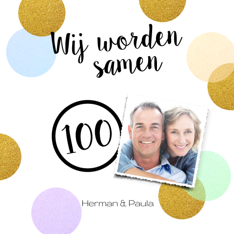 Samen 100 uitnodiging met glitter confetti