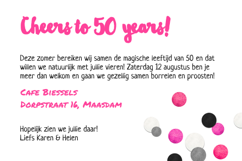 Samen 100 uitnodiging met glitter confetti