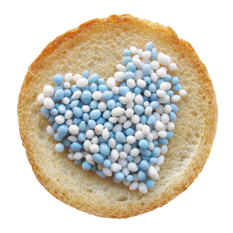 Sluitsticker beschuit met muisjes blauw