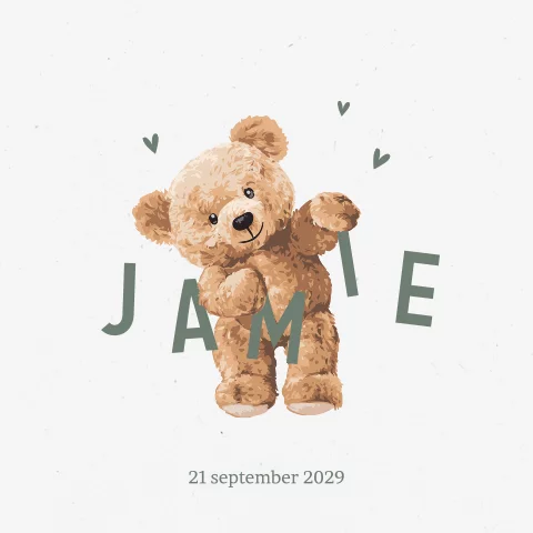 Enkel eco geboortekaartje met beer