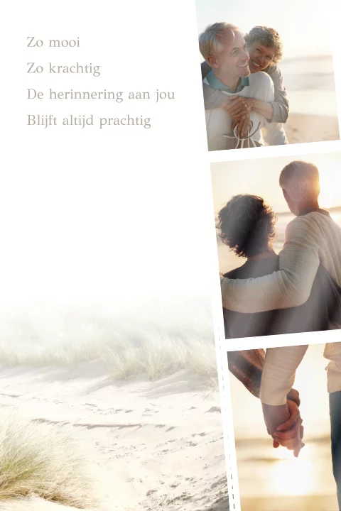 Rouw bedankkaartjes thema zee met verschillende foto's