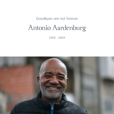 Rouwkaart engels modern met foto