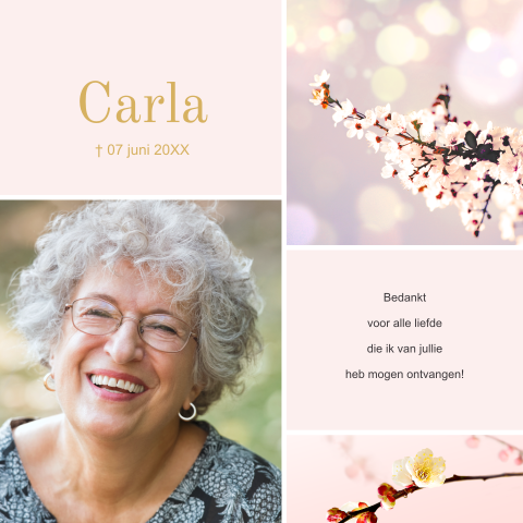 Rouwkaart afscheid moeder collage foto's