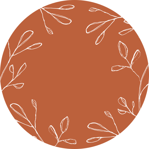 Autocollant rond, brun et avec des branches 35mm ø 25 pièces