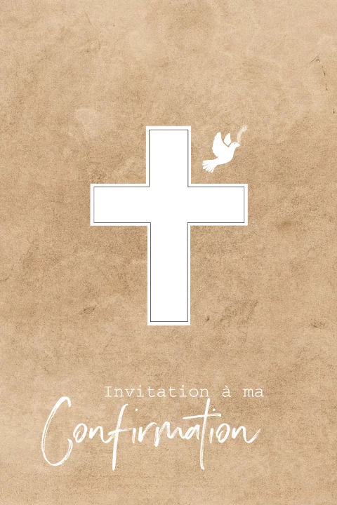 Carte de confirmation avec une croix et une colombe blanche avec une ...