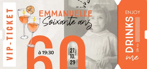 Carte d'invitation sous forme de VIP-ticket en orange