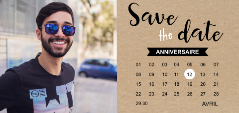 Carte d'invitation originale avec calendrier et photo
