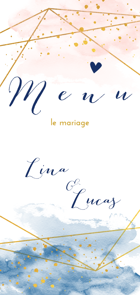 Carte de menu tons pastel avec motif géométrique