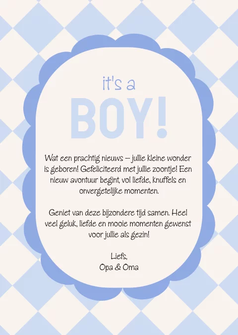 Cadeaukaartje voor Geboorte "It's a Boy"