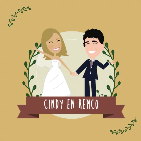 krans trouwkaarten cartoon