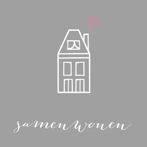 Moderne samenwonen kaart met huisje