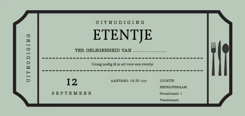 Cadeaubon Tegoedbon voor een etentje in de vorm van een ticket