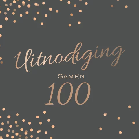 Vierkanten uitnodigingskaart samen 100 jaar koper tinten confetti