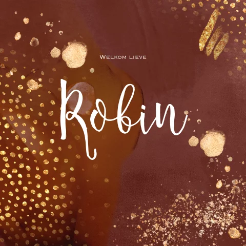 Geboortekaartje rood roest kleur goudlook