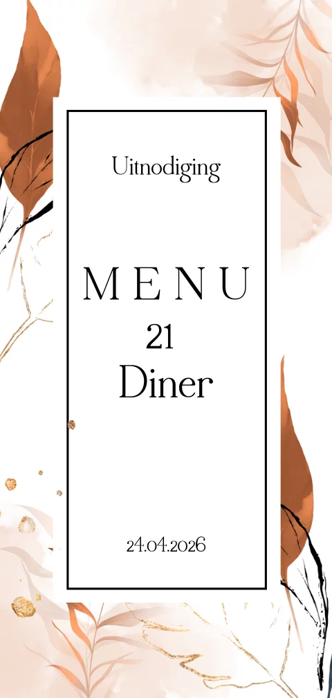 Langwerpige menukaart 21 diner exotisch