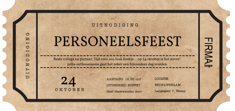 Hippe jubileum uitnodiging in de vorm van een ticket