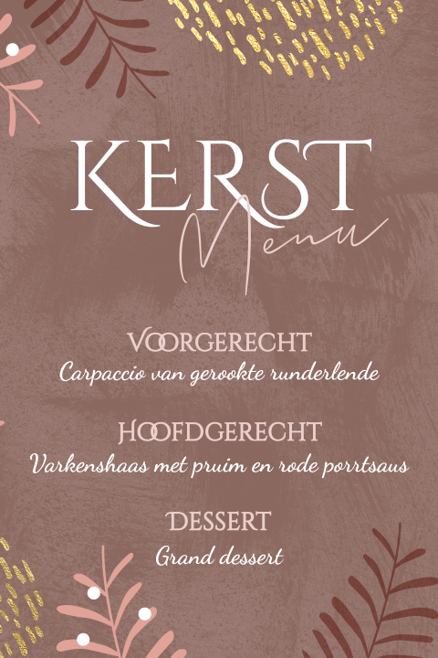 Kerst menukaarten maken en drukken design botanische takken