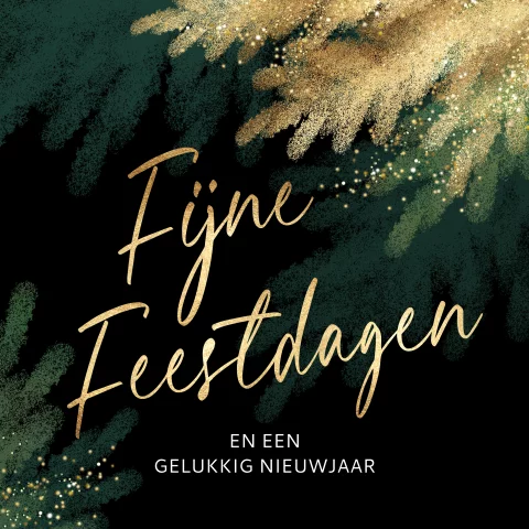 Kerstkaart met fijne kerstdagen kerstgroet groen en goud