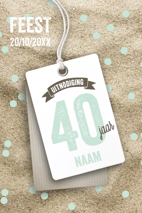 Feest verjaardag uitnodiging strandfeest label zand
