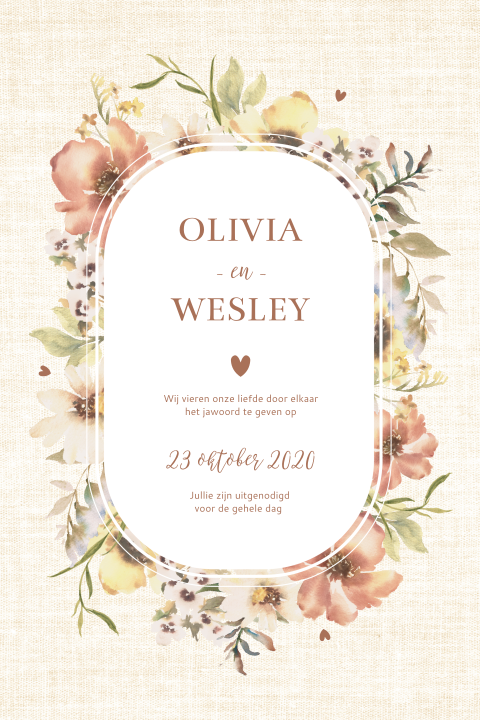 trouwkaart chique krans getekend logo