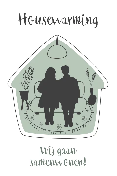 Enkele vehuiskaart, wij gaan samenwonen met silhouet