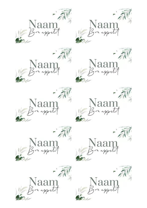 Kerstdiner naamkaartjes botanisch