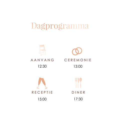 Informatiekaart bruiloft met dagprogramma