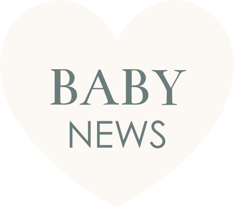 Hartjes sluitzegel met beige en petrol 'baby news' | 30 stuks