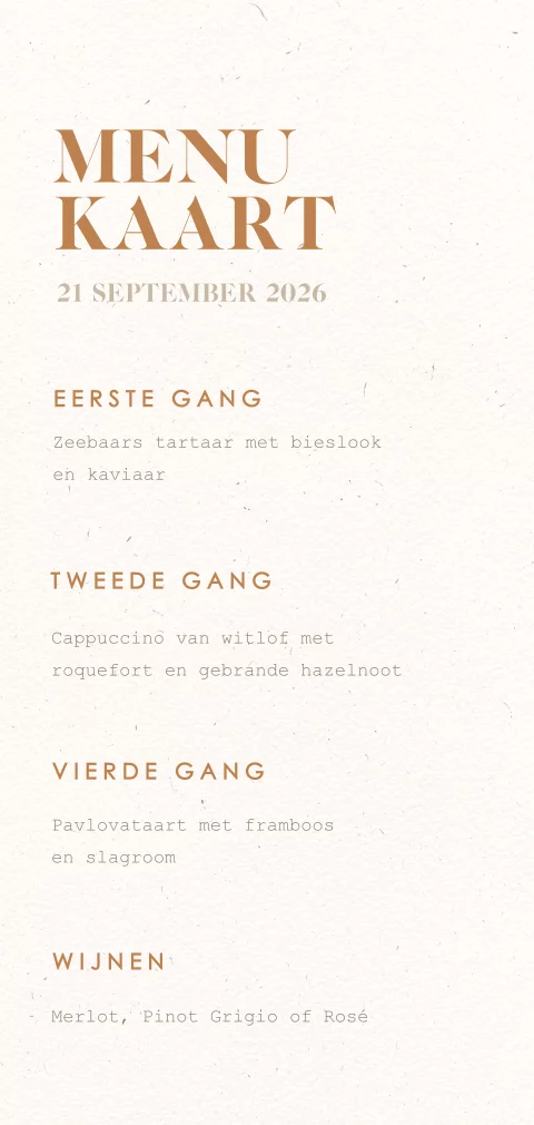 Menukaart in neutrale kleuren