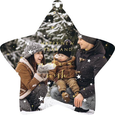 Kerstkaart met foto in de vorm van een ster