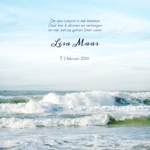 Rouwkaart zee overlijden moeder