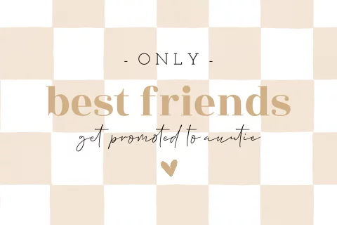 Zwangerschapsaankondiging kaart met beige ruiten