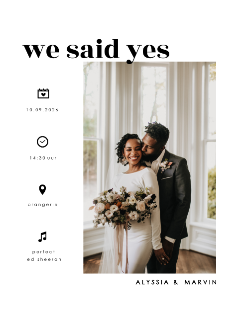 Trouwposter 'we said yes' met icoontjes
