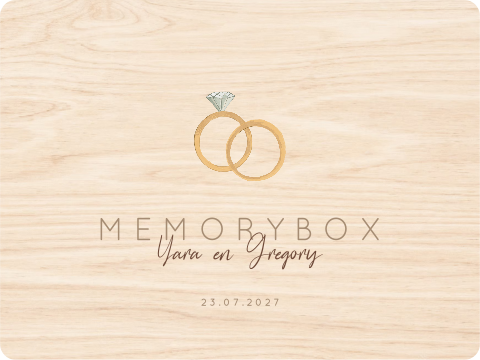 Memorybox bruiloft met illustratie van ringen