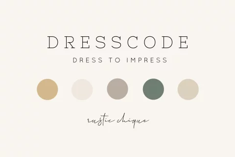 Dresscode kaartje typografisch in beige