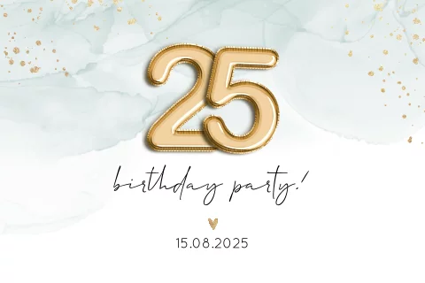 Uitnodiging 25e verjaardag cijfer ballonnen