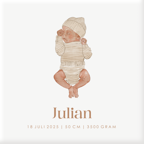 Geboorte tegeltje met tekening van slapende baby