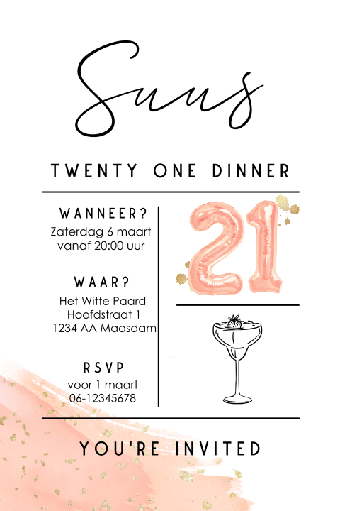 Uitnodiging 21-diner | Made for Moments