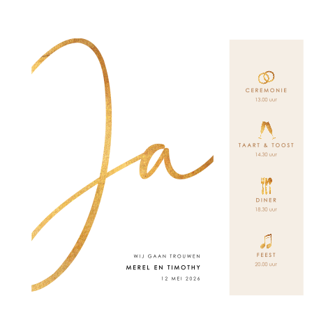 Minimalistische labelkaart bruiloft met programma label